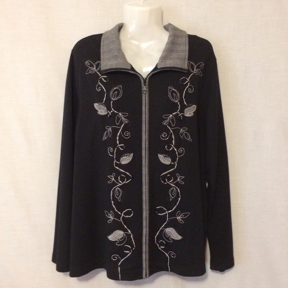 Koret | Sweaters | Koret Ladies Knit Jacket Black And Gray Large | Poshmark